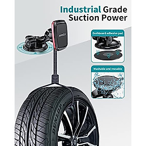 APPS2Car Magnetic Car Phone Mount with Adjustable Arm & 6 Strong Magnets Universal Dashboard Windshield Cell Phone Holder Compatible with iPhone 13 Pro 12 Pro Xs XS Max XR, Samsung S10 S9 and More