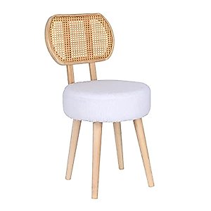 Rattan Dining Chair, Kitchen Dining Room Chairs, Mid Century Modern Boucle Chair, Stylish Upholstered Wood Accent Chair, Cute Sherpa Chair, Living Room Bar Stool Chair, Boho Makeup Vanity Chair, 1 Pc