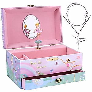 Jewelkeeper Ballerina Music Box & Little Girls Jewelry Set - 3 Ballerina Gifts for Girls - Ballerina Jewelry Box for Girls Musical