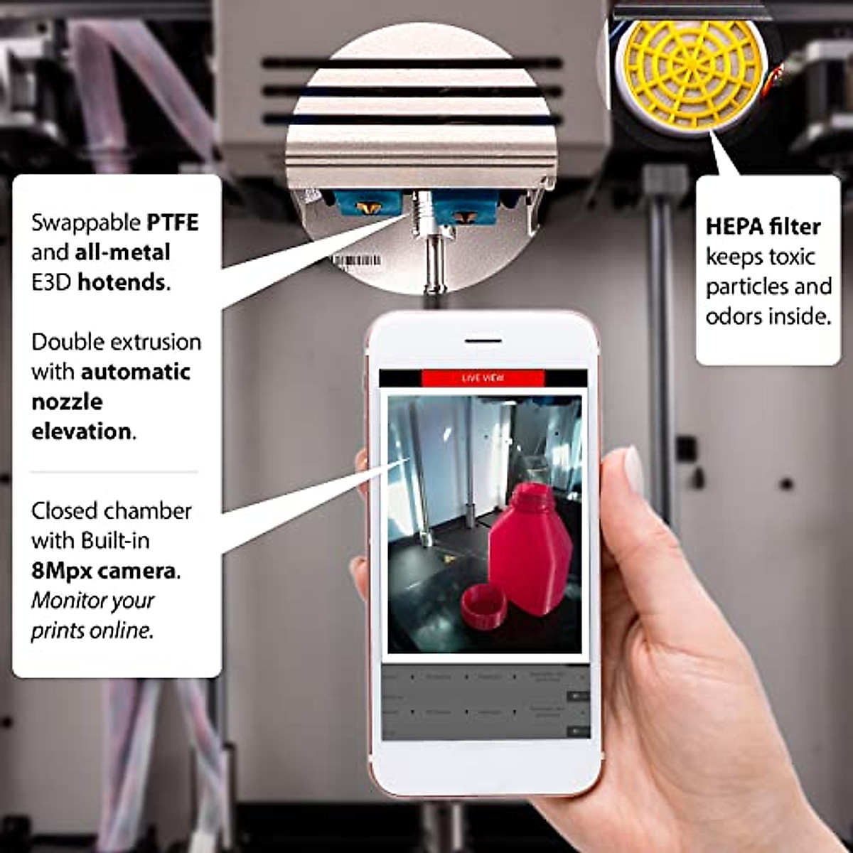 Kodak 3D Printer Portrait, White, 21.1 x 20.7 x 20.7 in