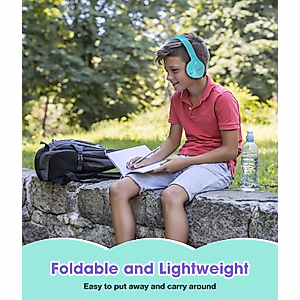 KONNAO Kids Headphones Wireless 60H, Foldable On Ear Headphone with MIC, Volume Limiter 85dB/94dB Wireless & Wired Headphones, Over-Ear Headphone for Kid Adult School Online Class Travel, Green