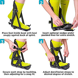 BraceAbility Sleeping Stretch Boot - Plantar Fasciitis Night Foot Splint Adjustable Achilles Tendonitis Brace for Fascia, Tendon and Calf Stretching, Heel and Bone Spur, Arch Pain Treatment (Medium)