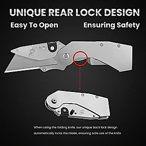 Lichamp 6-Pack Folding Utility Knife Box Cutter, Quick Change Razor Knife Utility Pocket Construction Blade Knife, (Silver, C6SL)