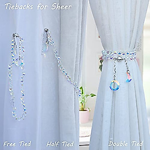 PEDOBO Magnetic Curtain Tiebacks, 2 Pack Crystal Beaded Sun & Moon Pendants Curtain Sheer/Drapery Holdbacks, Beaded Curtain Ties for Window Home Decor (Crystal AB)