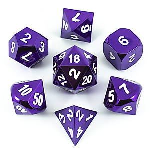 Paladin Roleplaying Purple Metal Dice - Full Polyhedral Set - in Presentation Case