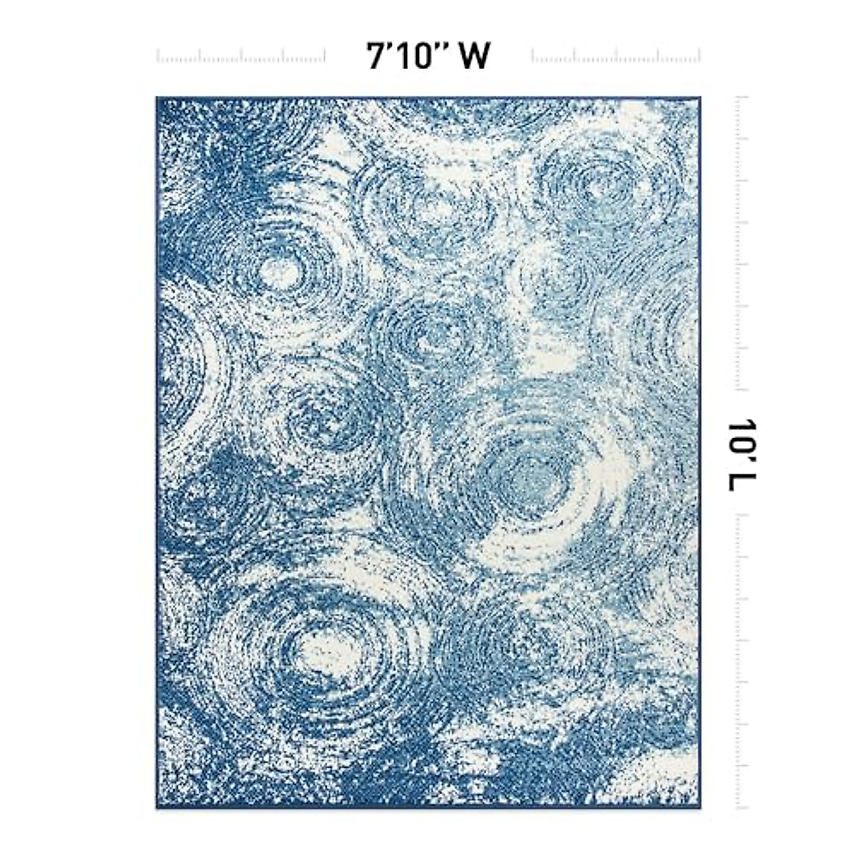 Rugshop Contemporary Distressed Circles Soft Area Rug 8' x 10' Blue