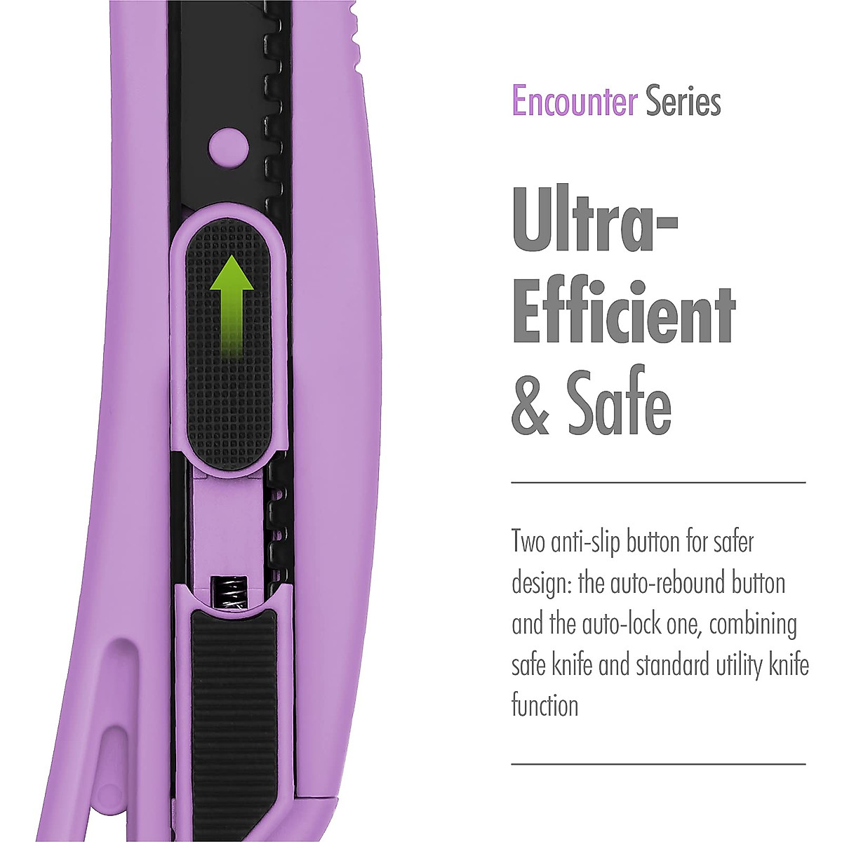 FantastiCAR Soft Material Grip Retractable Snap-off Utility Knife Safety Box Cutter, with Extra 10 Blades, and Can Opener Design, for Heavy Duty Work, Carpet, Cartons and Cardboard (Purple)
