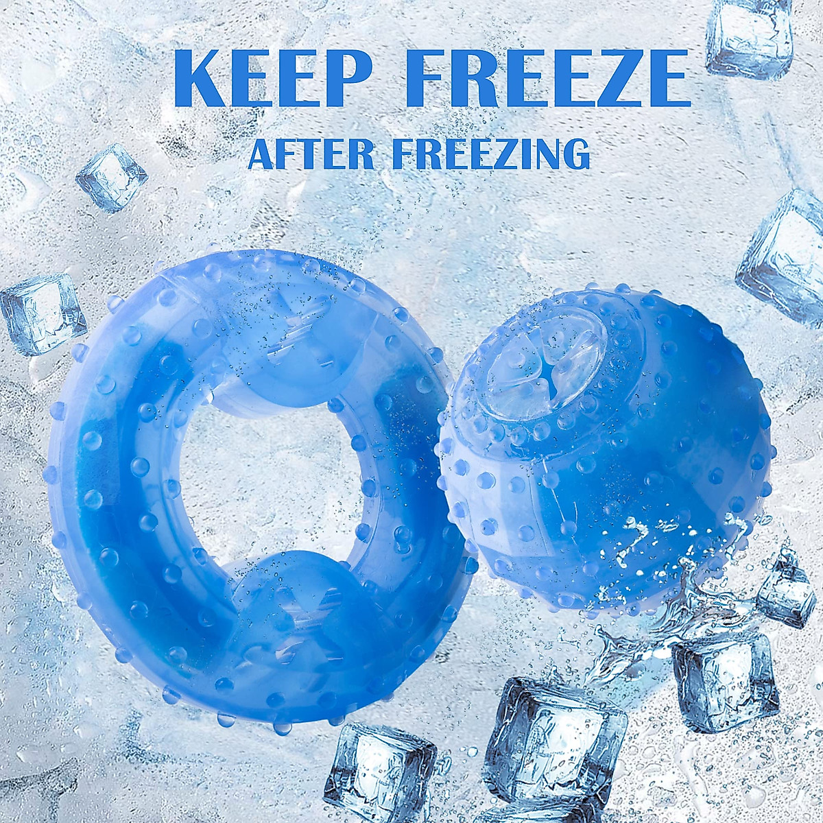 Dog Chew Toys for Aggressive Chewers, Puppy Teething Ring and Dog Ball, Treat Dispensing Dog Toys, Frozen Tough Puppy Toys Set 2 Pack for Small, Medium Dog