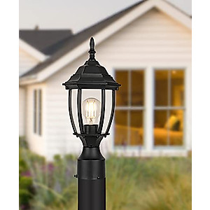 Hardwired 120V Dusk to Dawn Outdoor Post Light 2 Pack, Waterproof Aluminum Pole Light Fixture with Pier Mount Base, Exterior Lamp Post Lantern Head with Clear Glass for Garden Yard Patio Pathway
