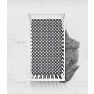 Bacati - 2 Pack Mix and Match Pin Dots Neutral 100% Cotton Universal Baby US Standard Crib or Toddler Bed Fitted Sheets (Pin Dots, Grey)