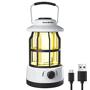 EverBrite LED Camping Lantern, USB C Rechargeable Lantern with Stepless Dimming, Vintage Portable Camping Lights & Lanterns, Lanterns for Power Outages, Hurricane, Emergency, Fishing, Home and More