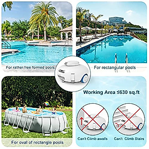 Kalamotti Cordless Robotic Pool Cleaner - Pool Vacuum for Above Ground Pools Powerful Suction Rechargeable Battery, Lasts 140 Mins, Built-in Water Sensor Technology for Pool Surface