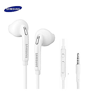 SAMSUNG Samung Wired Earbuds Original 3.5mm in-Ear Headphones Galaxy S10, S10 Plus, S10e Plus, Note 10, A71, A31 - Microphone & Volume Remote - Includes Black Velvet Carrying Pouch - White