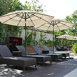 Yescom 9ft 3 Tier UV70+ Aluminum Push Tilt Patio Umbrella Crank Handle for Outdoor Pool Deck Table Market Furniture