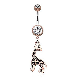 WildKlass Jewelry Vintage Giraffe Belly Button Ring (Copper/Clear)