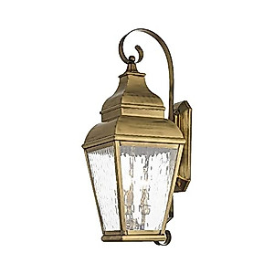 Livex Lighting 2593-07 Exeter 3 Light Outdoor Bronze Finish Solid Brass Wall Lantern with Clear Beveled Glass