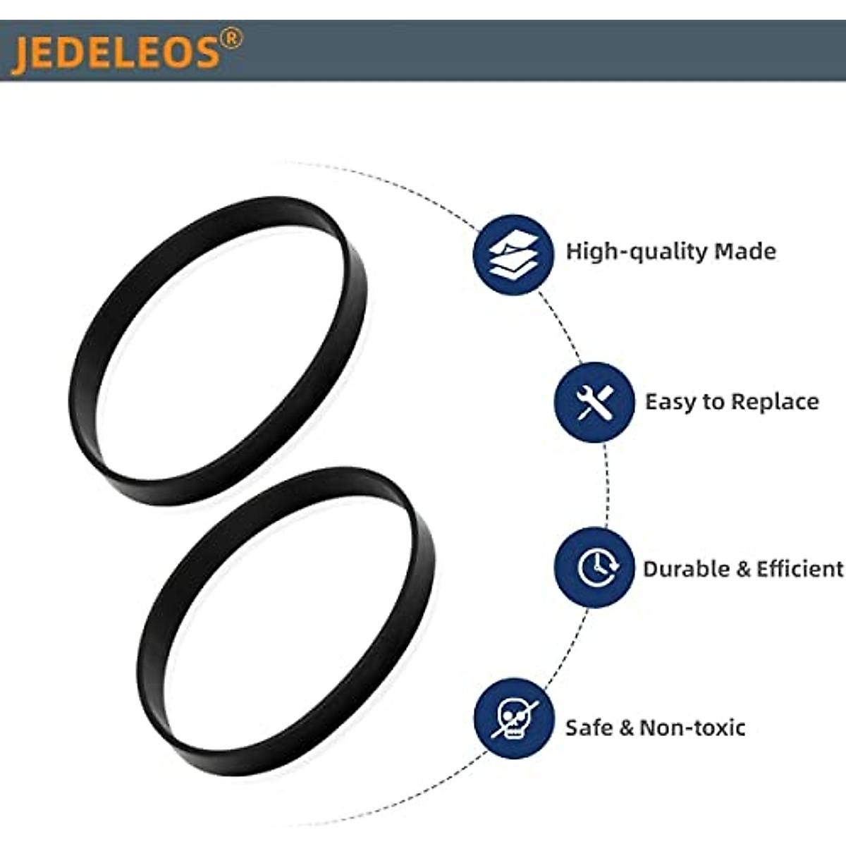 JEDELEOS Replacement Belts for Bissell ProHeat 2X Revolution Pet (Pro) Carpet Cleaner Model 1548,1551,1986,1964, 2007, 2007P, 1550 Series, Compared to Parts 1606428 (Pack of 2)