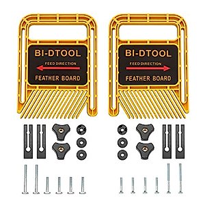 BI-DTOOL Featherboards, Adjustable Woodworking Safety Device Feather-Loc for Table Saws Band Saws Router Tables Fences Woodworking Tools, 6.3 Inch Extended Table Saw Featherboard Pack of 2