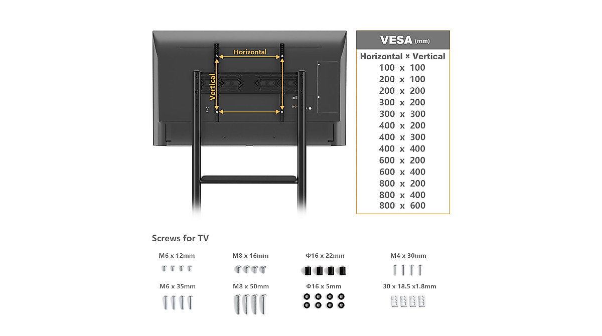 TVON Heavy Duty Mobile TV Cart for 50-92 Inch Large TVs up to 200 Lbs ...