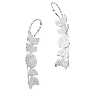 NOVICA Artisan Handmade Sterling Silver Drop Earrings Mooninspired from Bali No Stone Indonesia Modern [2 in L x 0.4 in W x 0.1 in D] ' Moon Time'