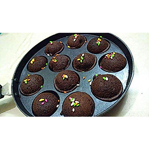 SRIYUG Non Stick Appam Maker 12 Cavity Appam Patra Pan with 2 Side Handle And Stainless Steel Lid