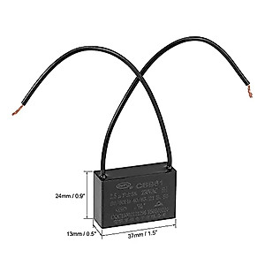 uxcell Ceiling Fan Capacitor CBB61 2.5uF 250V AC 2 Wires Metallized Polypropylene Film Capacitor 37x24x13mm for Electric Fan Pump Motor Generator