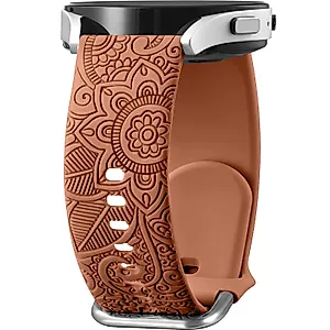 Odbeai Compatible with Samsung Watch Bands, Floral Engraved Bands Compatible with Galaxy Watch 6 Band, Soft Silicone Breathable Waterproof Cute Strap for Galaxy Watch 7/4/5/5 Pro/4 6 Classic/Active 2