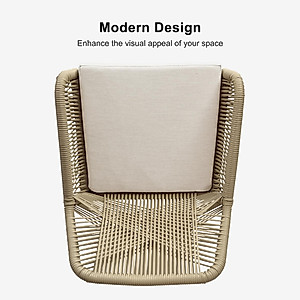 PURPLE LEAF Outdoor 29" Bar Stools Set of 4, Boho Patio Bar Height Chair with Cushion and Back for Outdoor and Indoor, Kitchen, Garden, Patio, Champagne