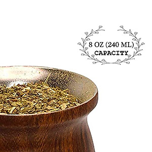 LA FEE Yerba Mate Natural Gourd/Tea Cup Set Brown (Original Traditional Mate Cup - 8 Ounces)，Includes Yerba Mate Straw & Cleaning Brush，Stainless Steel | Double-Walled | Easy to Clean