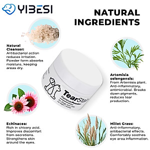 Yibesi Tear Stain Remover Powder for Dogs & Cats - Gentle Formula for Absorbing Tears, Lightening & Preventing Stains - Safe and Effective -2.8 Oz.