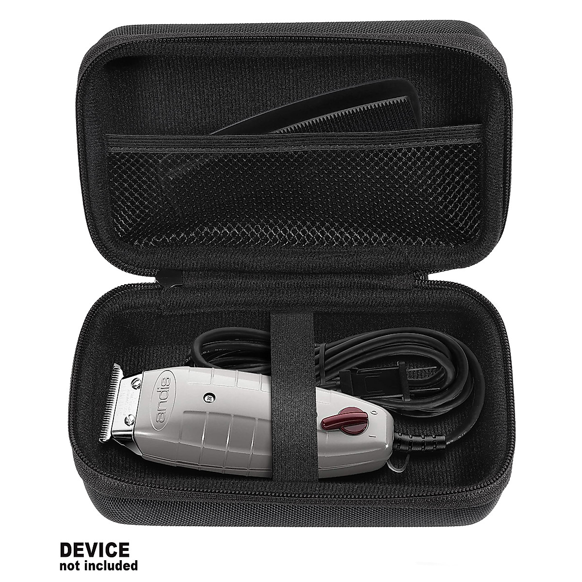CaseSack carrying case for Andis 04710, 04603, 04775, 46700, 48900 Professional T-Outliner Beard/Hair Trimmer with T-Blade, mesh pocket for combs and accessories