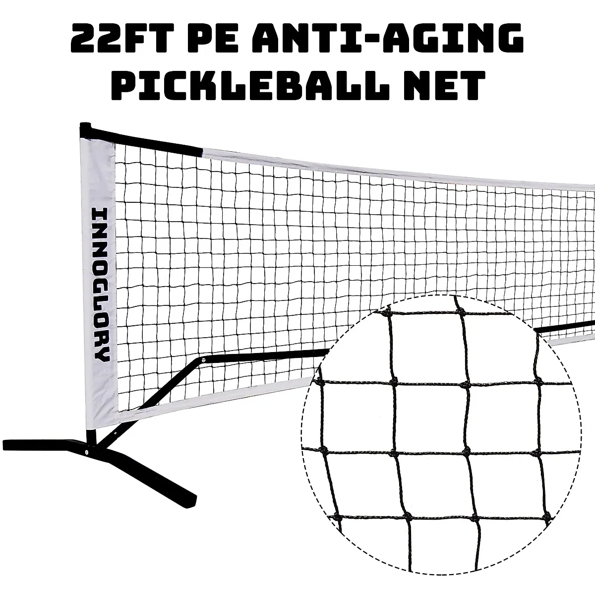 Innoglory Pickleball Set with 4 Paddles and Net 12 Pickleballs, 22FT PE Anti-Aging Net, Anti-Rust Frame, 4 Wooden Pickleball Paddles,6 Outdoor Pickleballs 6 Indoor Pickleballs with Carry Bag