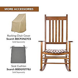 Shine Company Vermont Porch Rocker, High Back Wood Rocking Chair, Oak