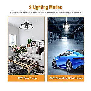 Bikuer Donzake 100W LED Garage Lights,2 Pack 8000Lumens CRI 80 6000K Adjustable Trilights Garage Ceiling Light , LED Shop Light for Garage , Workshop