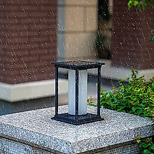 CZLZY Modern Simple Aluminum Square Column Light Solar LED Pillar Lamp Outdoor Post Light Fixtures Waterproof IP65 Courtyard Gate Fence Landscape Light Deck Bollard Light