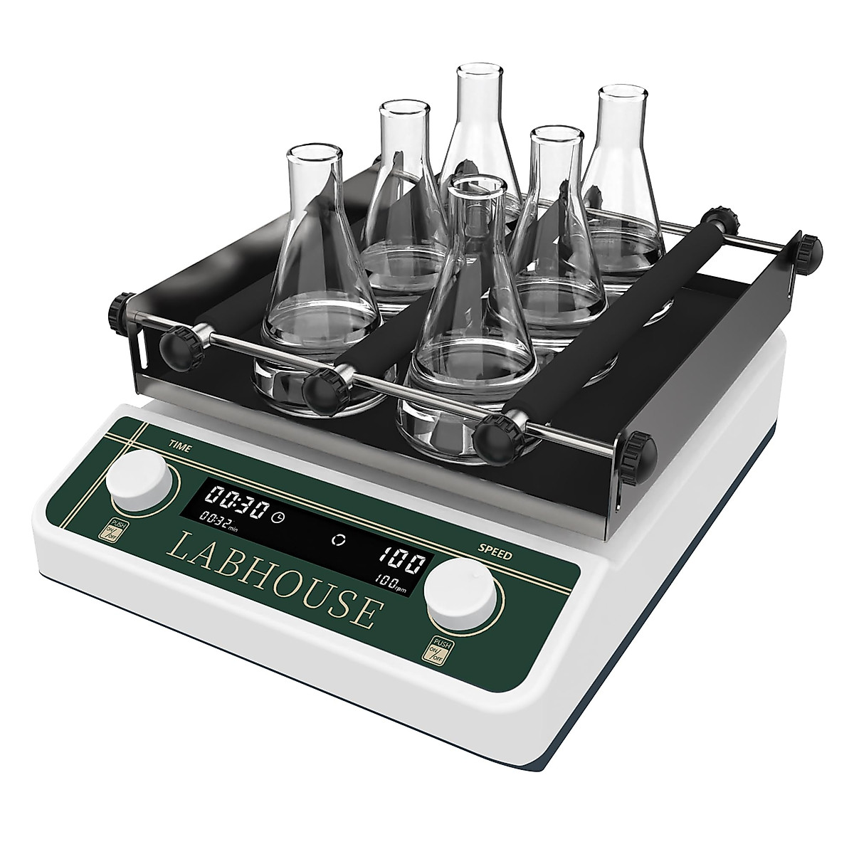 LABHOUSE Lab Digital Orbital Shaker Mixer | 9.85"x9.85" Plate Size Adjustable Speed 40-200RPM Capacity 2KGS | Timed and Continuous Modes Rotator Shaker for Laboratory