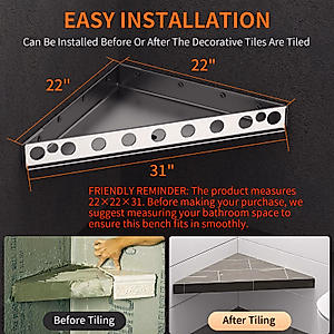 Floating Corner Shower Bench Kit-Customizable Appearance Corner Bench Seatin (22"x22"x31")