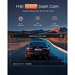 Dash Cam 1080P Car Camera, Dash Camera for Cars, Dash Cam Front with Night Vision, WiFi Car Camera with App, 24h Parking Mode,Motion Detection,Loop Recording, 170°Wide Angle, G-Sensor (X9)