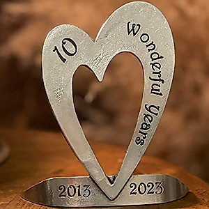 English Pewter Company 10th Tenth Tin Ten Year Wedding Anniversary Heart Keepsake Gift Personalised With Your Years [ANN100]