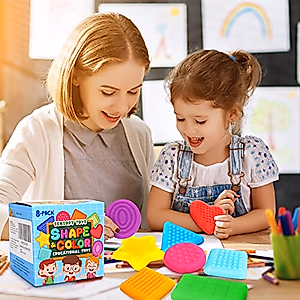 Shape Learning Sensory Toys for Toddlers - Textured Sensory Toys for Autistic Children, Pull and Stretch Tactile Toy, Calming Autism Toys for Boys and Girls Preschool Kids (8Pack)