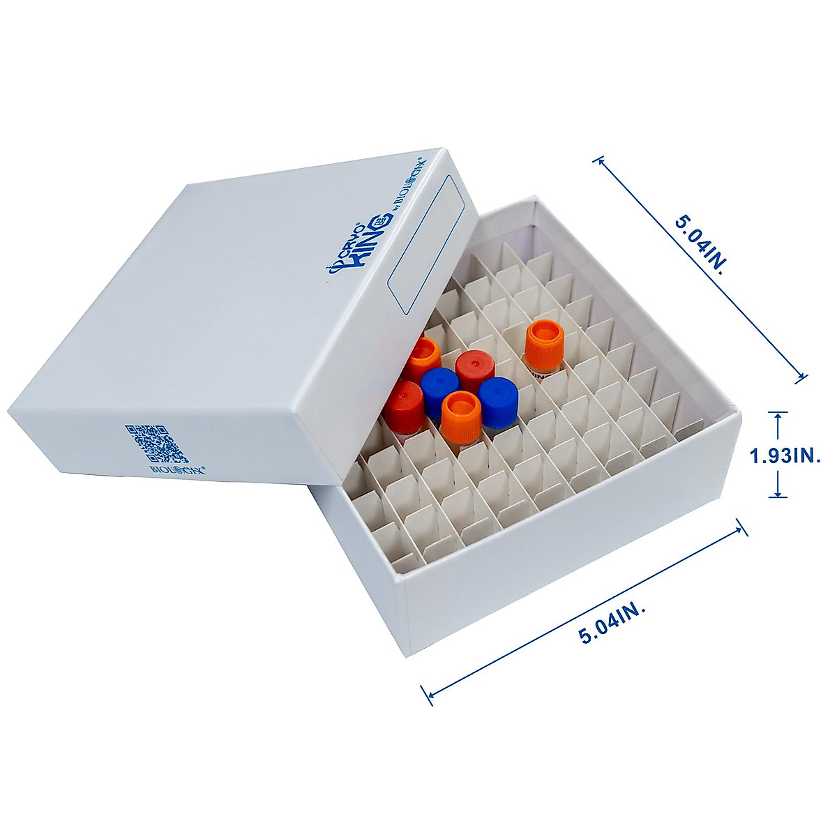 CryoKing Cardboard Cryogenic Lab Freezer Box 2 Inch Height 81-Well Microtube Storage Box, Plastic Coating Cryo Boxes, White Box, Pack of 5