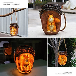 Solar Light Hanging Outdoor Garden Decor Lantern - Waterproof Auto on/Off Decorative LED Light for Garden Patio Yard Porch Outside Decoration nut-Yellow