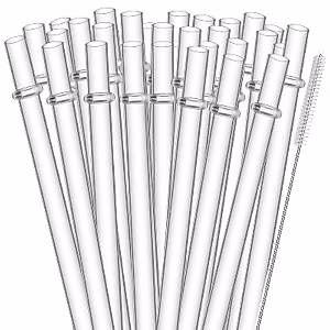 ALINK 55-Pack Reusable Clear Plastic Straws, 10.5 in Long Tumbler Replacement Hard Straws with Cleaning Brush