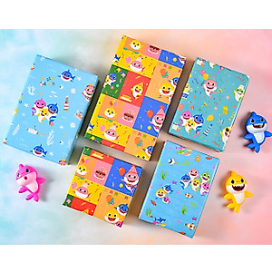 Sikiweiter Shark Wrapping Paper -Ocean Shark Wrapping Paper for Baby Boys Girls, 12 Sheets Shark Wrapping Paper for Baby Shower Birthday Christmas, 19.7 x 27.6 Inches Per Sheet