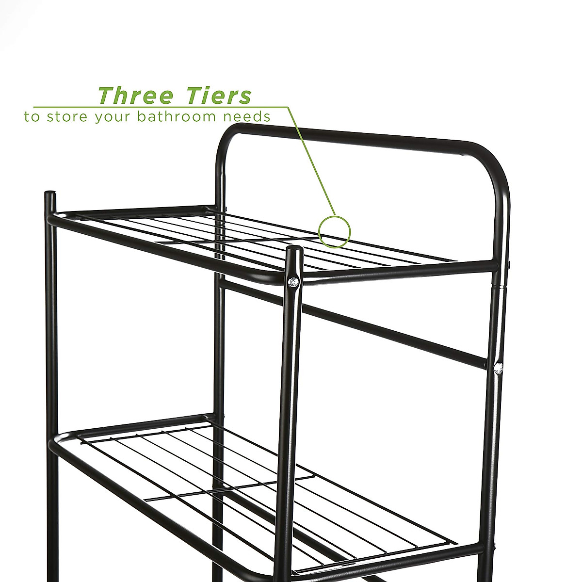 Mind Reader Over The Toilet Storage Rack, Bathroom Organizer, Bathroom Shelves, Metal, 23.5" L x 10.25" W x 70.5" H, Black