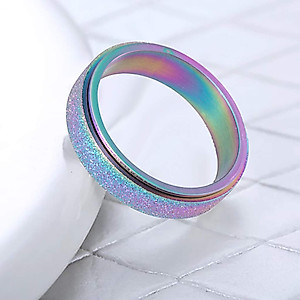 Tronet rings Women's Stainless Steel Spinner Ring Sand Blast Finish Comfort Size 6-13a Good Gift for a Girlfriend, Boyfriend, Family