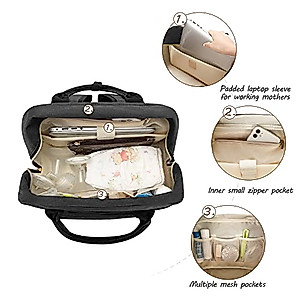 CURMIO Breast Pump Bag with Breastmilk Cooler Bag Compatible for Spectra S1, S2, Medela, and 4 5-Ounce Baby Bottles, Breast Pump Backpack with Laptop Sleeve for Working Moms, Black