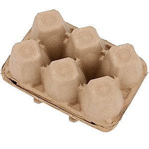 SINJEUN 50 Pack 6 Count Egg Cartons, Pulp Fiber Empty Egg Carton, Chicken Egg Tray Holder Egg Storage Containers for Family, Farm, Travel, Market, Brown