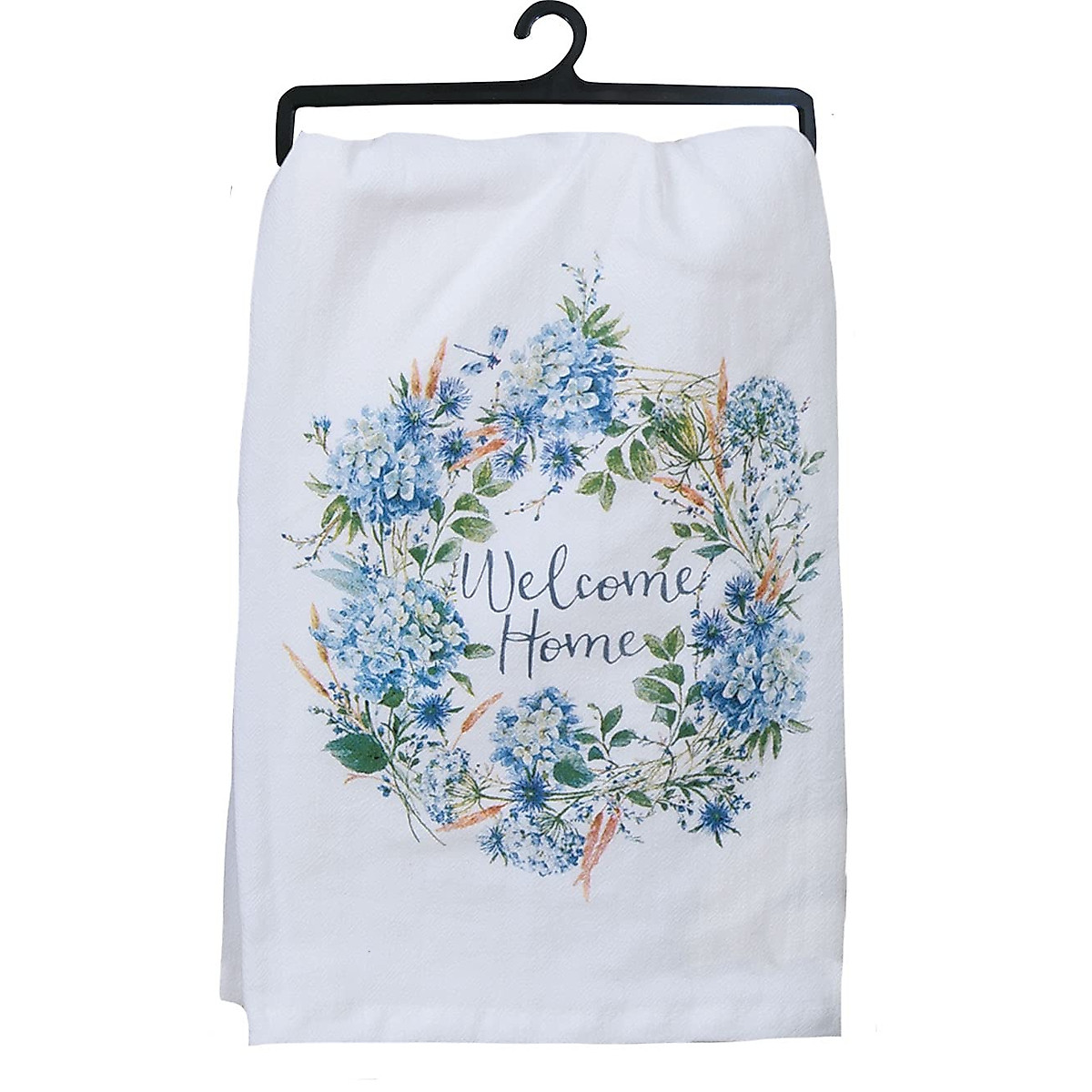 Welcome Home Blue Hydrangea Terry Towel and Flour Sack Kitchen Towel Set of 2 by Kay Dee Designs