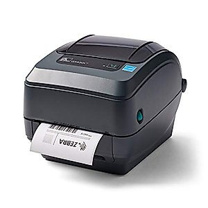ZEBRA GX430t Thermal Transfer Desktop Printer Print Width of 4 in USB Serial and Parallel Port Connectivity GX43-102510-000